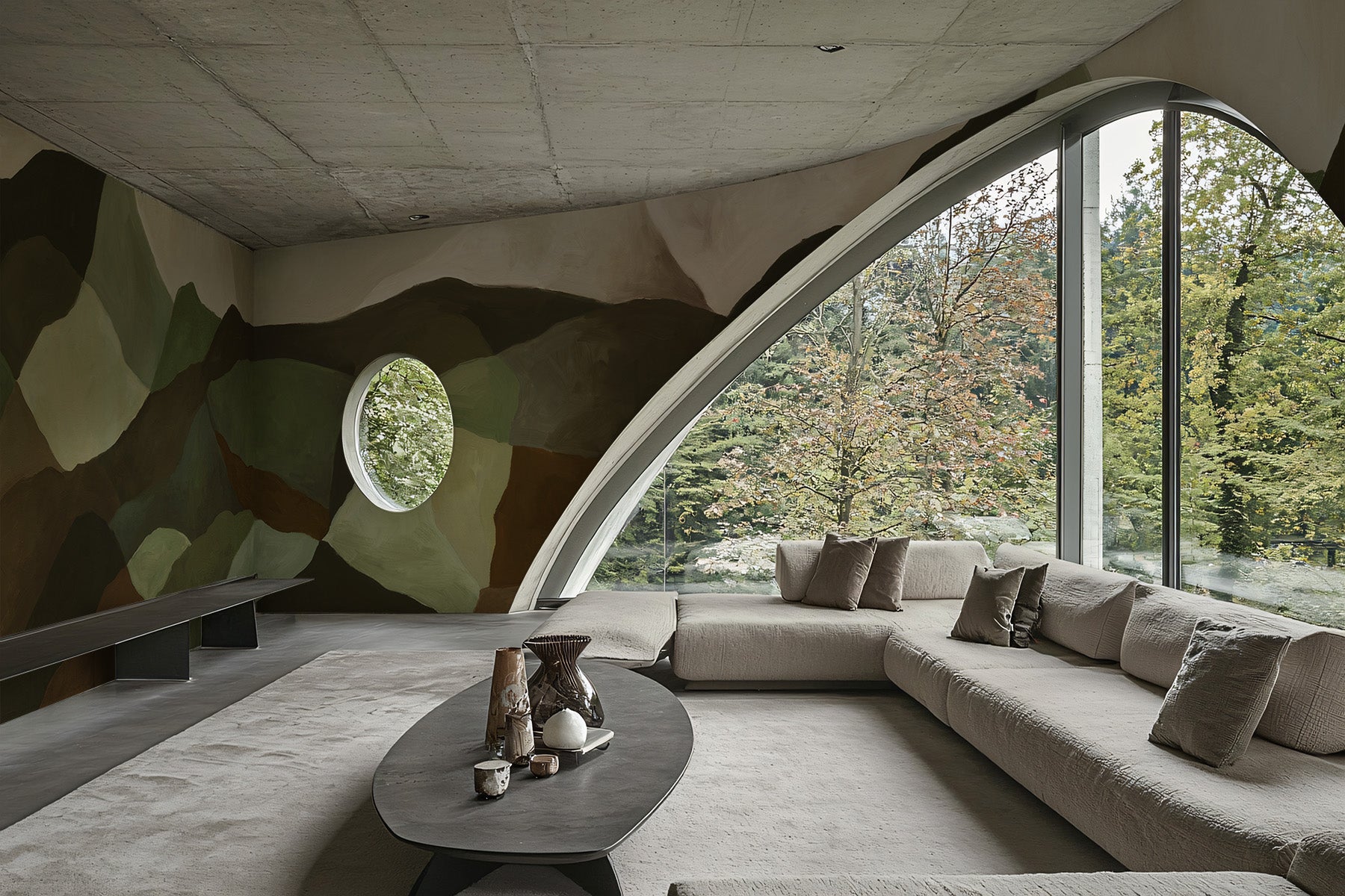 Biophilic Brutalism Wall Murals – Nature Meets Structure – belarteSTUDIO