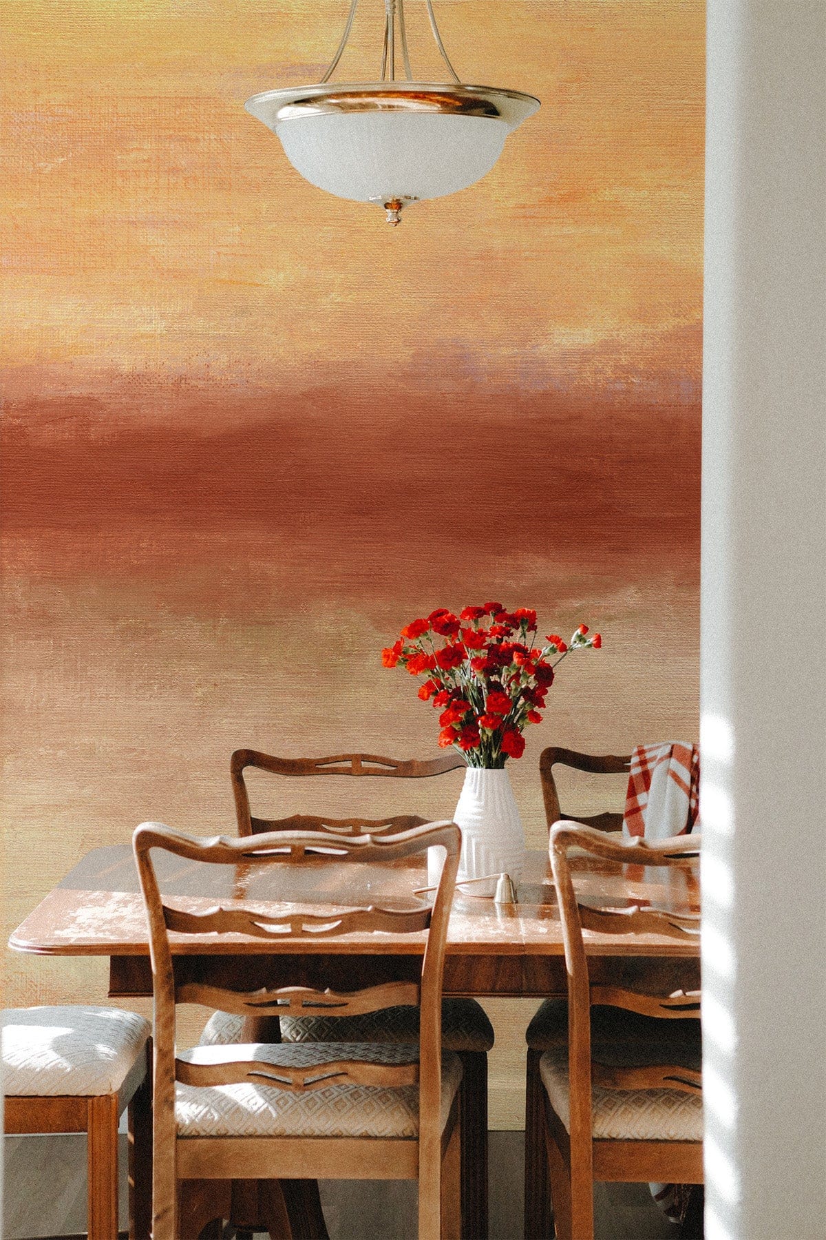 Aesthetic wall mural design in the warm colors of a sunset – belarteSTUDIO