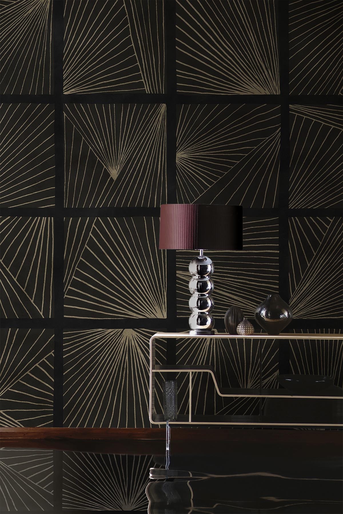 Deco Grid Black Wall Mural – Elegant Art Deco Minimalist Design ...