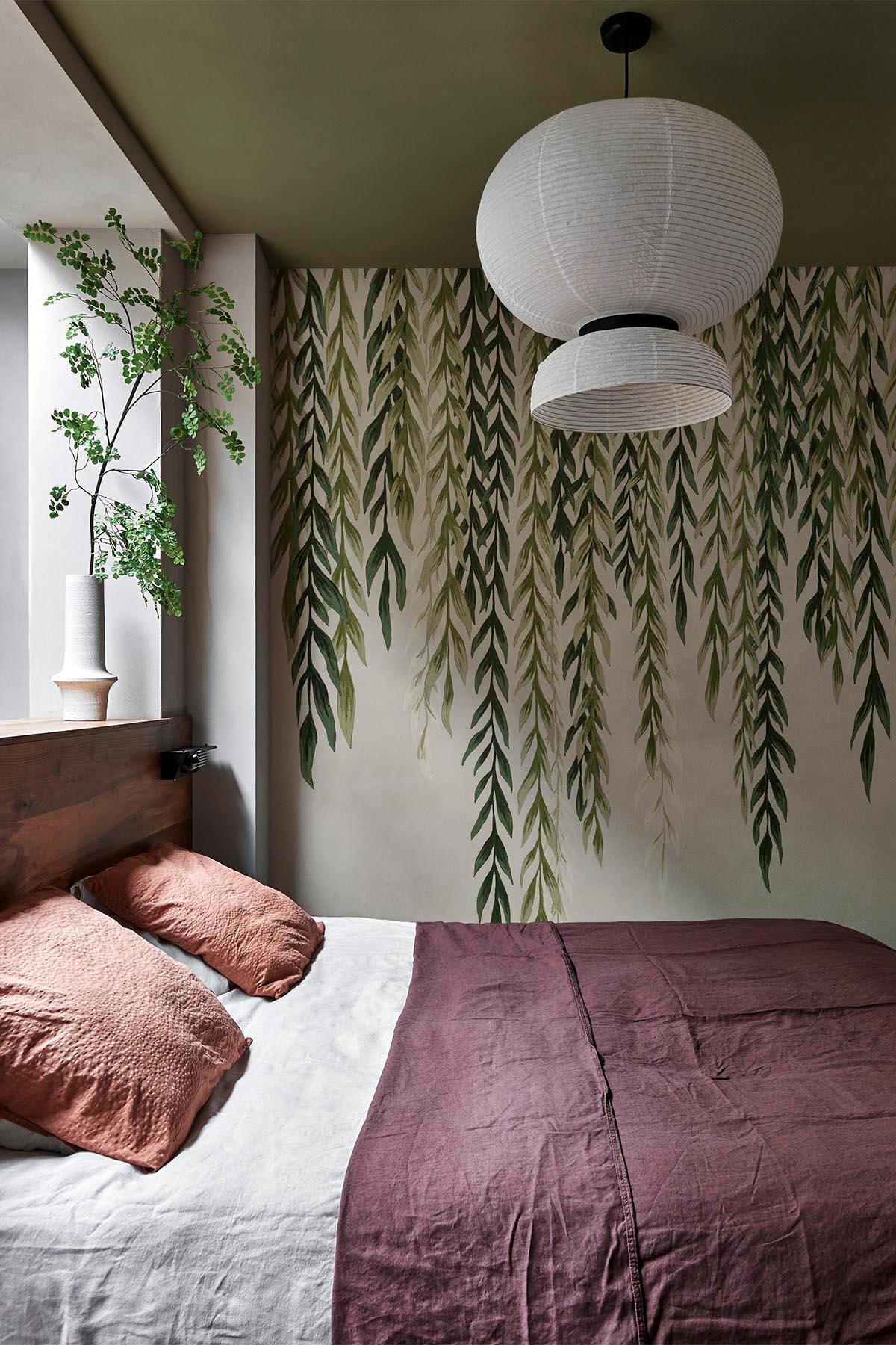 Nature's Elegance Unveiled | Biophilic Leaves Wall Mural in Green ...