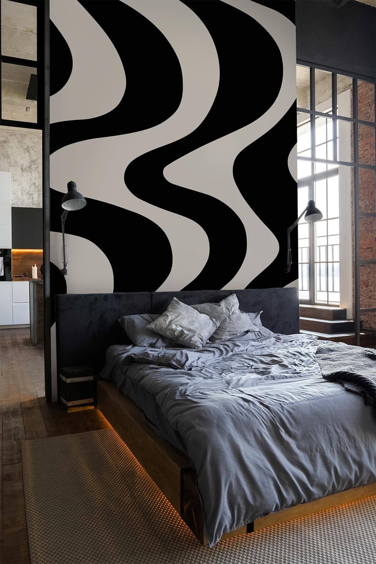 Sophisticated Simplicity| Black and white Curvy wall mural – belarteSTUDIO