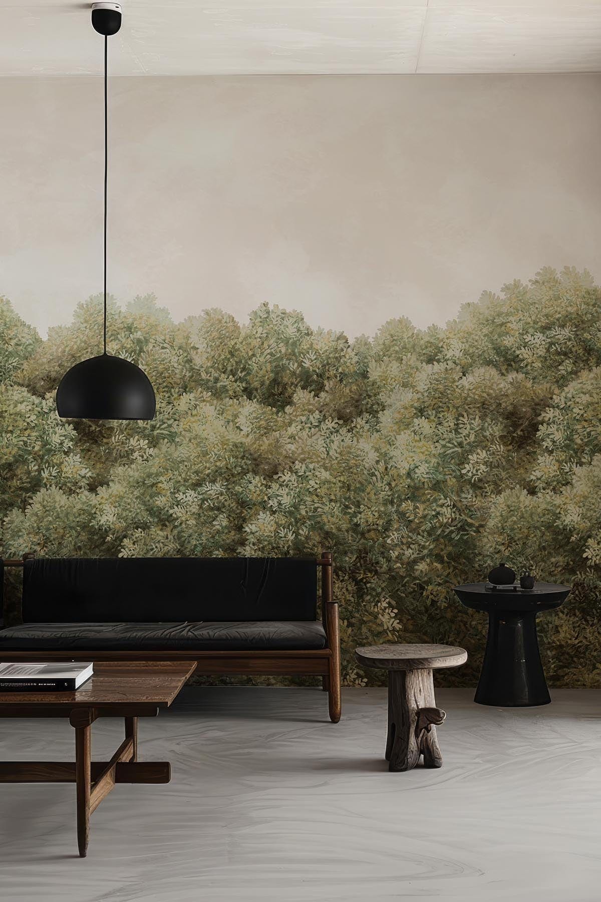 Climbing Wild Forest Olive Green – Biophilic Wall Mural – belarteSTUDIO
