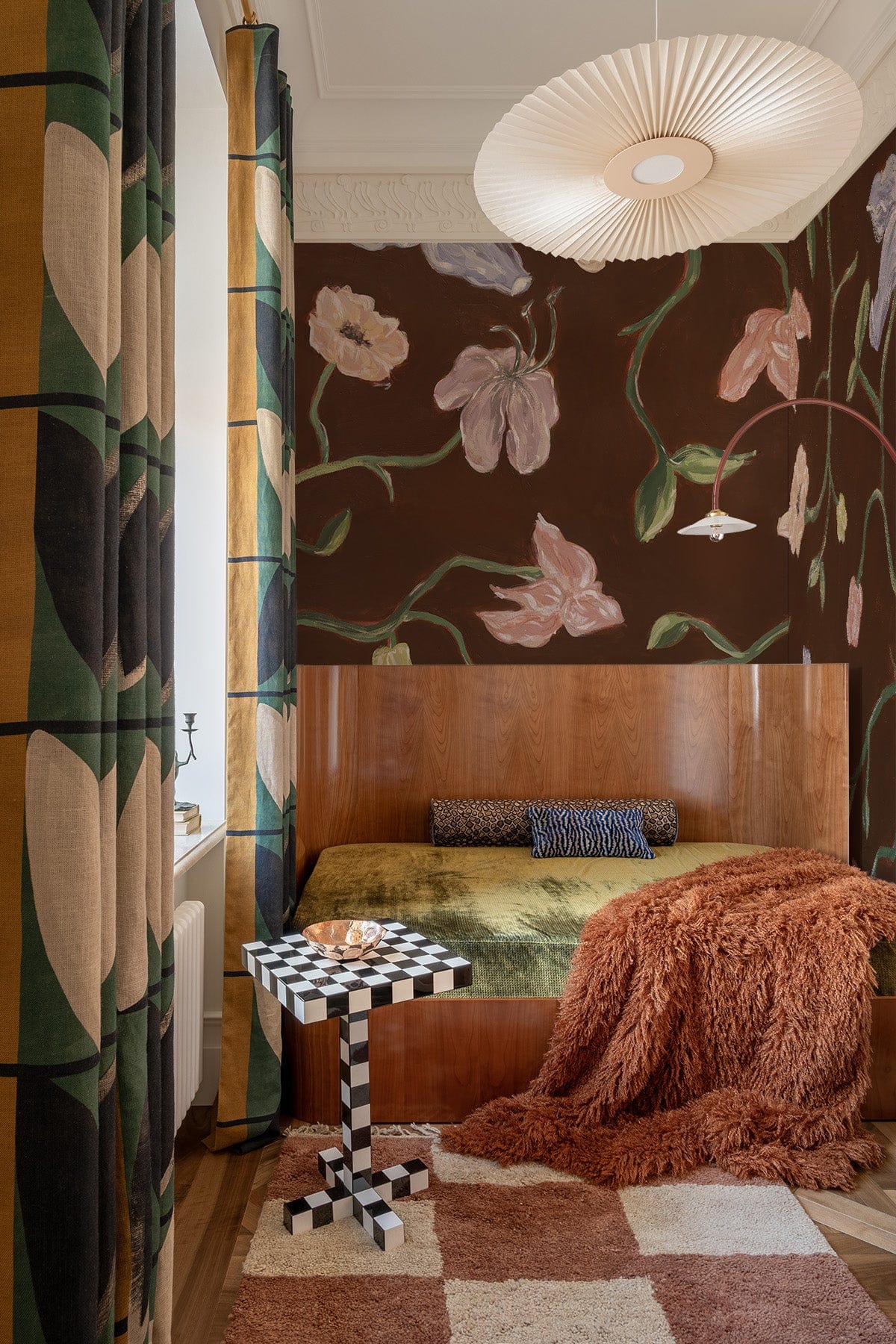 Iris Garden Wall Mural in Brown – Earthy Floral Elegance – belarteSTUDIO