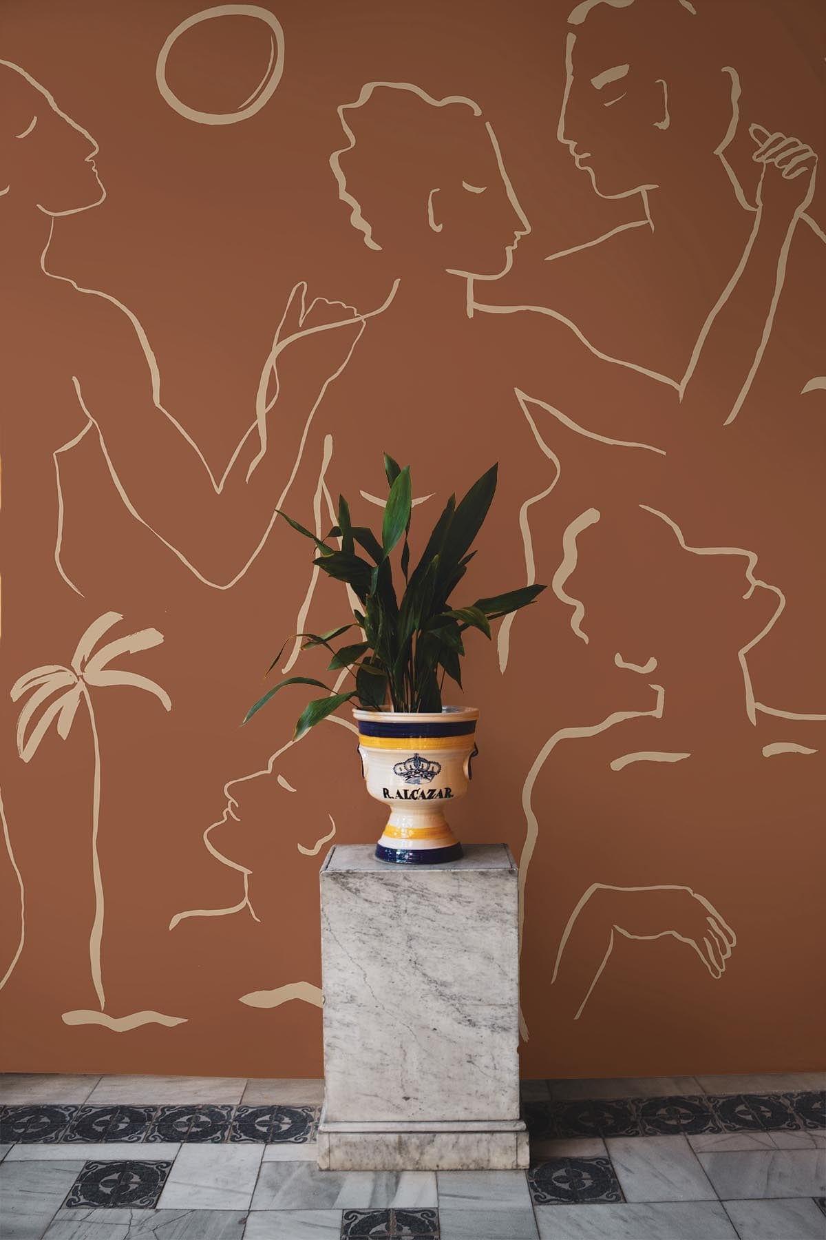 Elevate your space with elegance: Explore the Rust Red Wall Mural ...