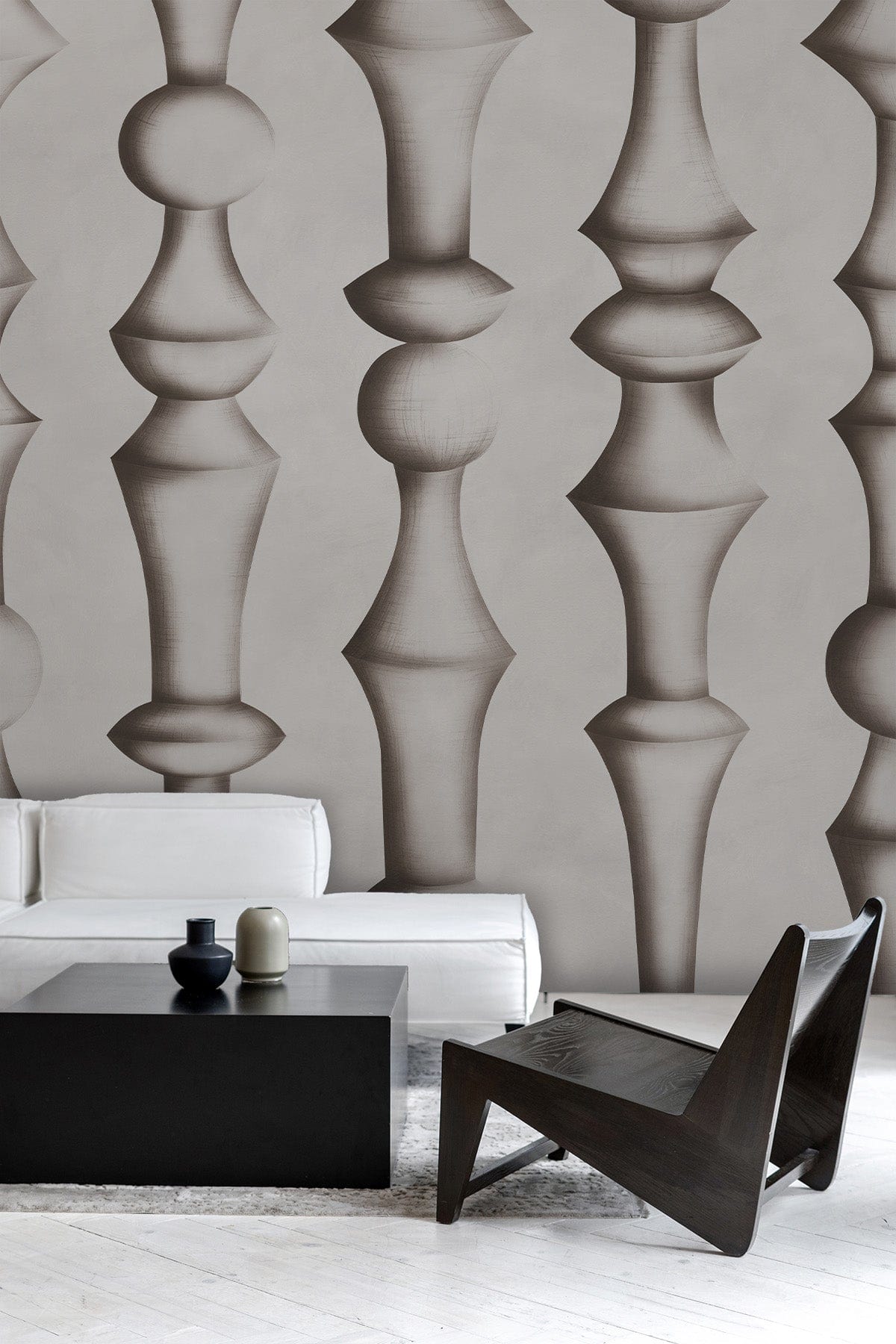 Sculptural Shadow a neutral wall mural for your home – belarteSTUDIO