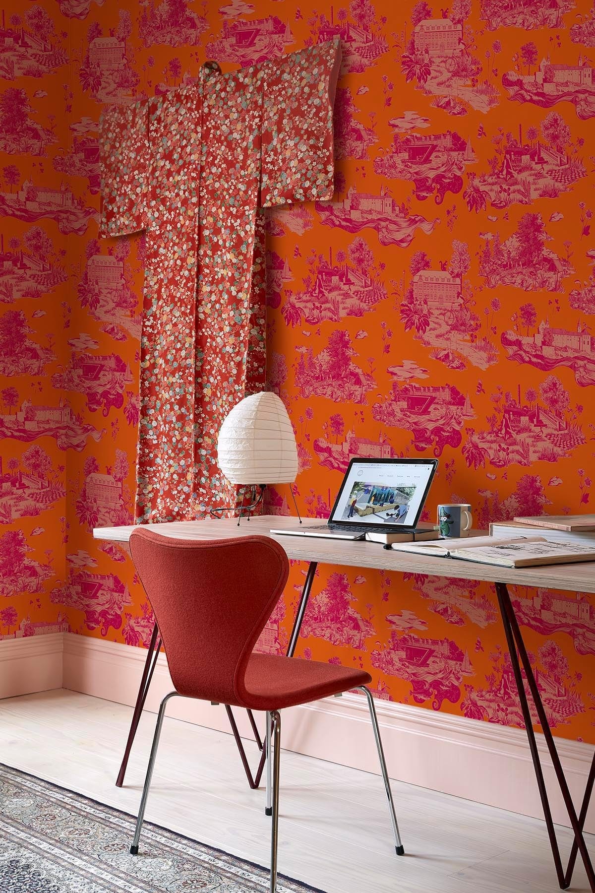 Bright colored wall mural with contemporary and classic design ...