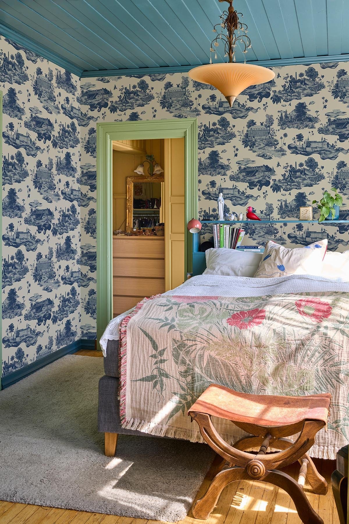 The Oslo Toile Blue Patrimoine Wall Mural – Scandinavian Elegance ...