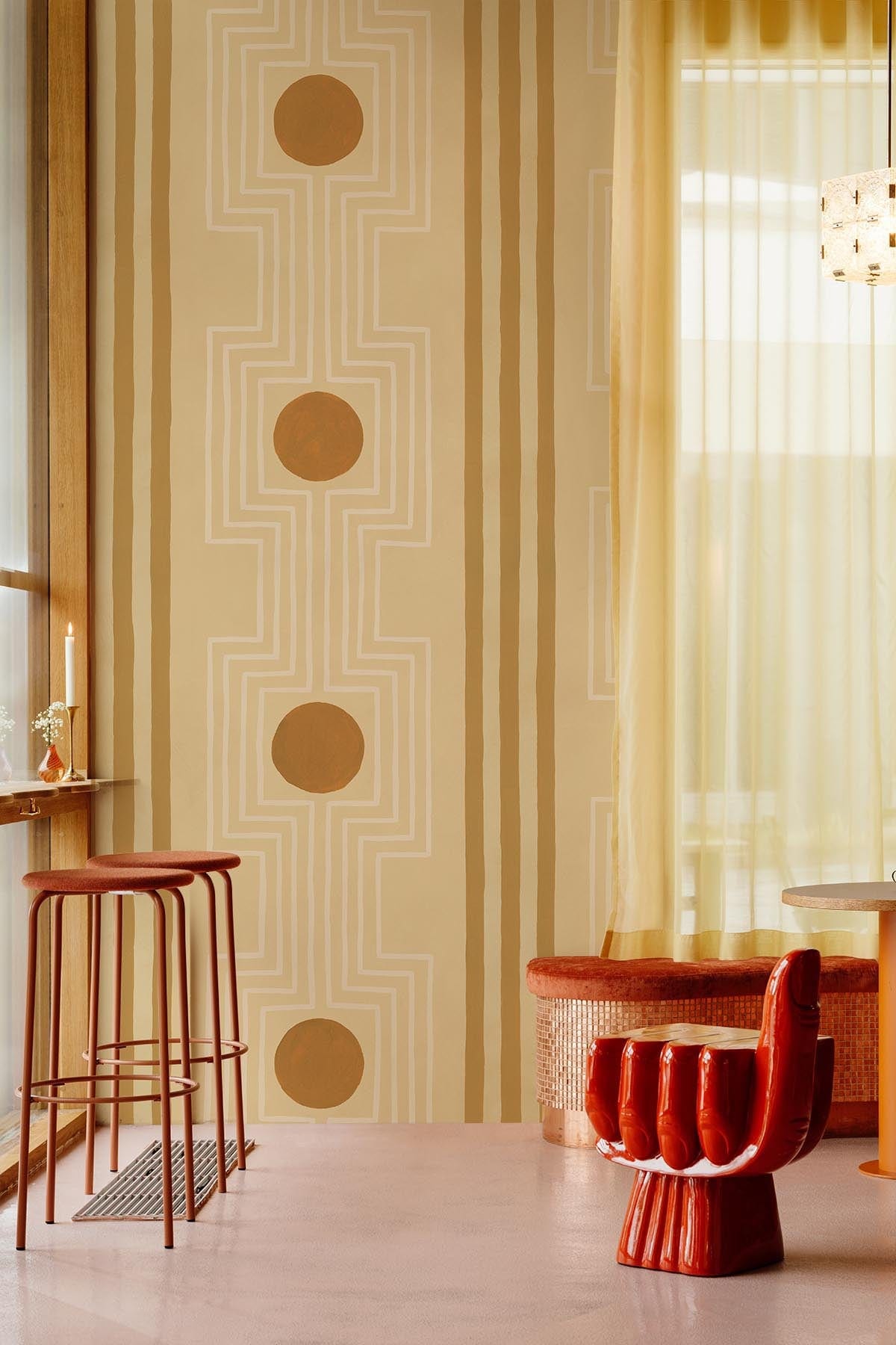 A thousand suns | Stunning yellow wall mural in geometric pattern ...