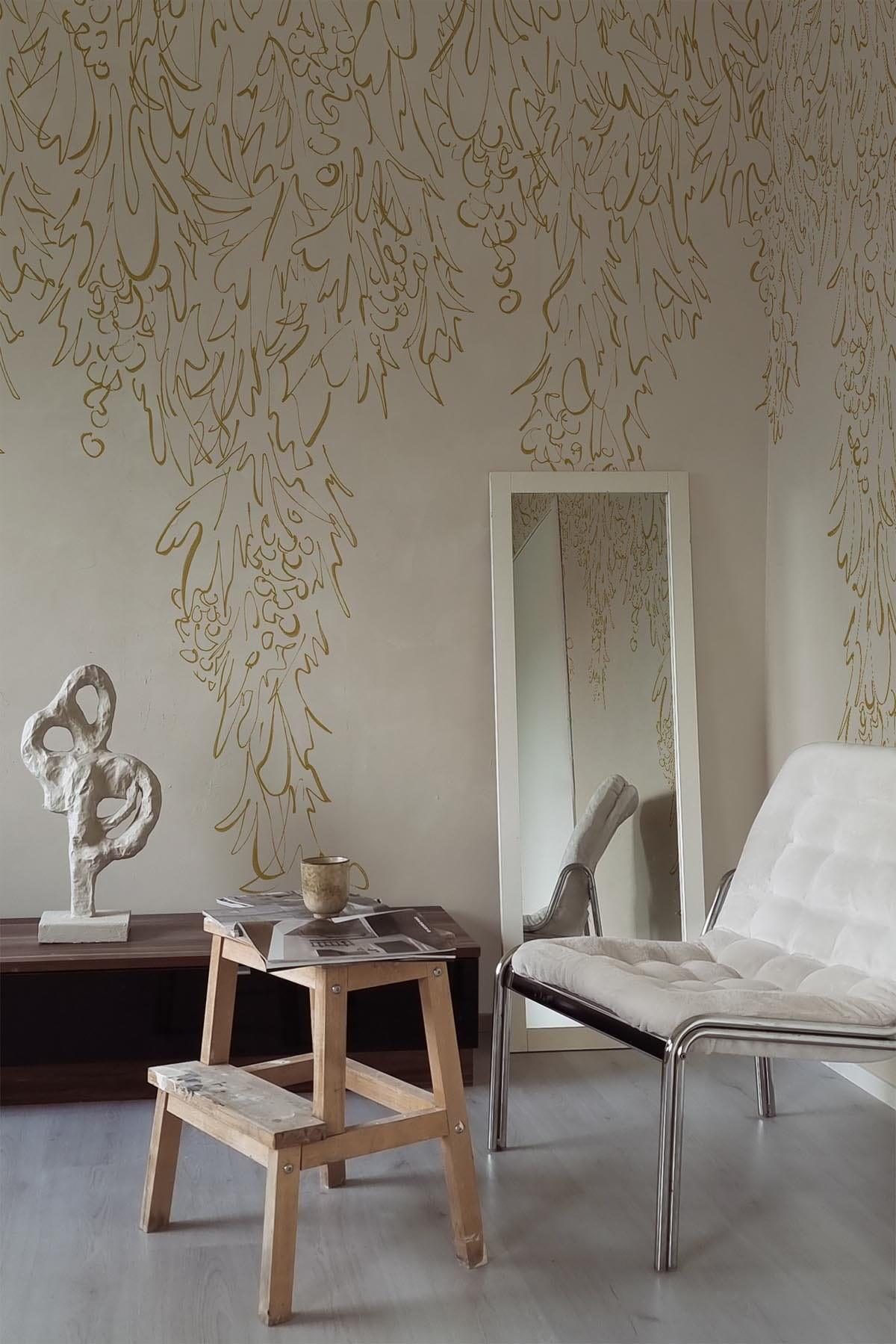 Grapevine wall mural | Organic hand-drawn masterpiece for your interior ...