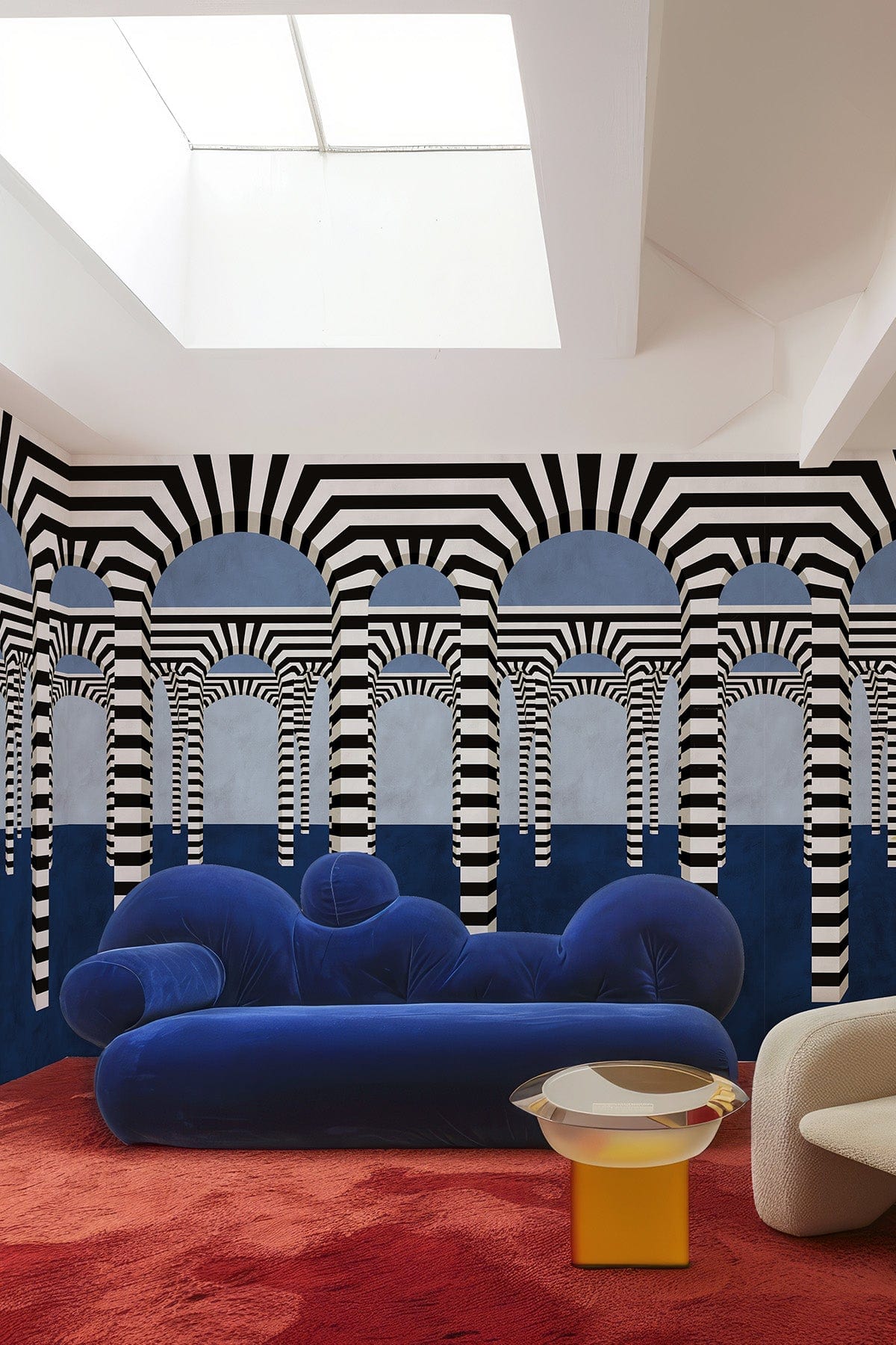 Striped Archway Blue Wall Mural – Bold Contrast & Serene Design ...