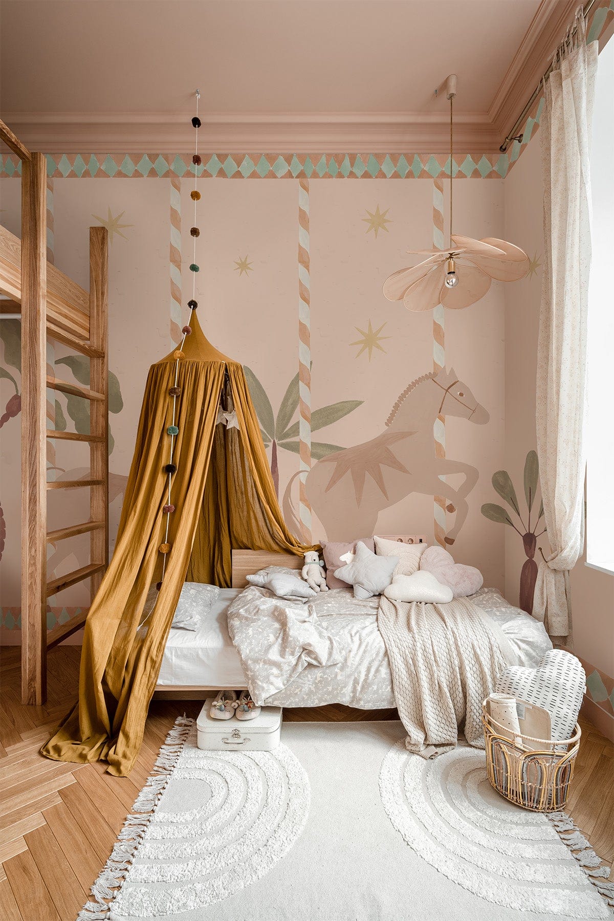 Carousel Wall Mural – Pink Magic for Kids Rooms – belarteSTUDIO