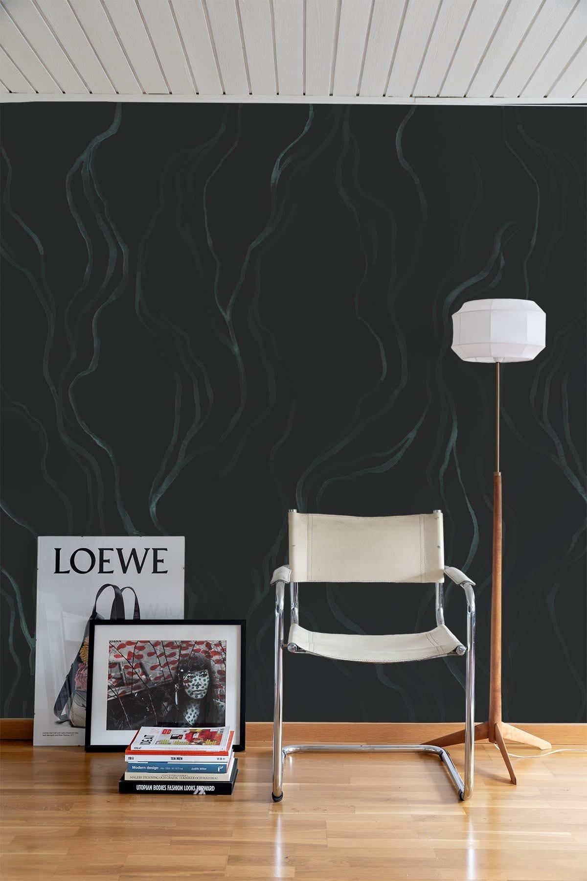 Organic Lines | Green wallpaper mural - belarteSTUDIO.